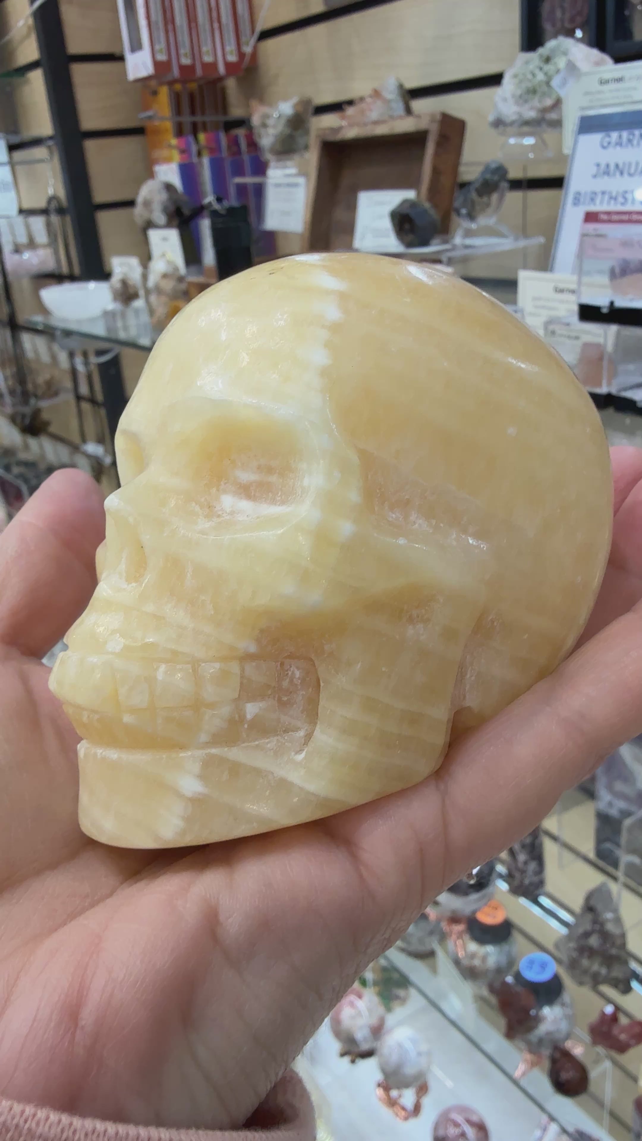Orange Calcite Skull – The Crystalary